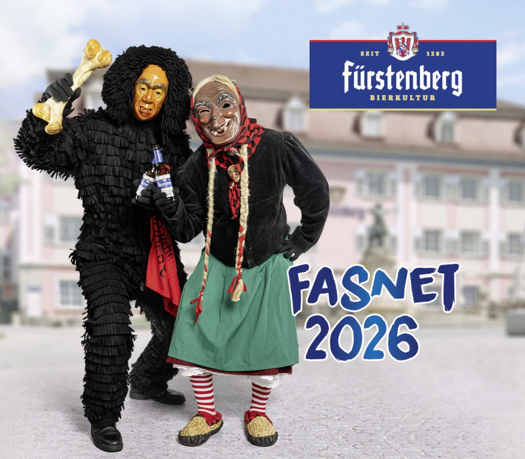 Furtwanger Hexe und „Gayser“ zieren Fürstenberg-Fasnet-Etikett 2026